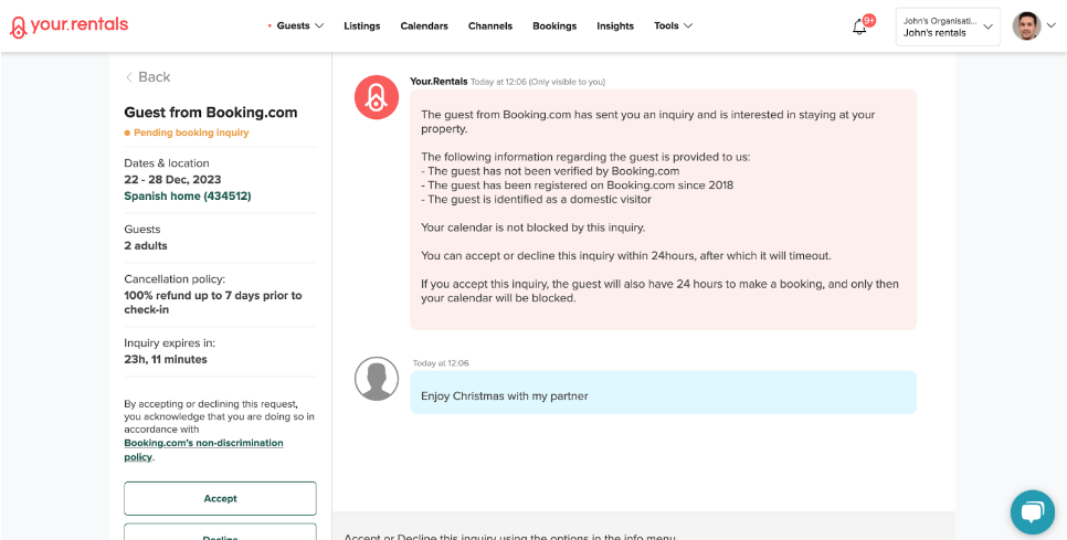 Request Booking on Booking.com