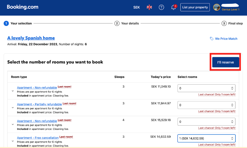Request Booking on Booking.com