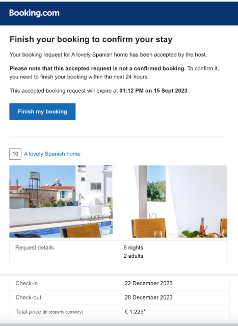 Request Booking on Booking.com